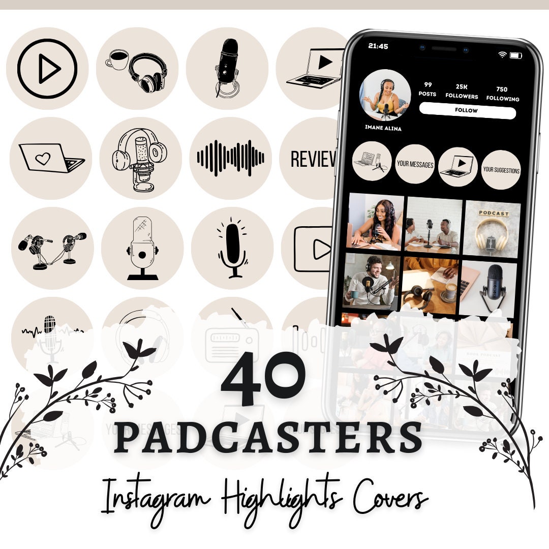 Podcast Instagram Highlight Covers: Neutral Blogger Icons (digital ...
