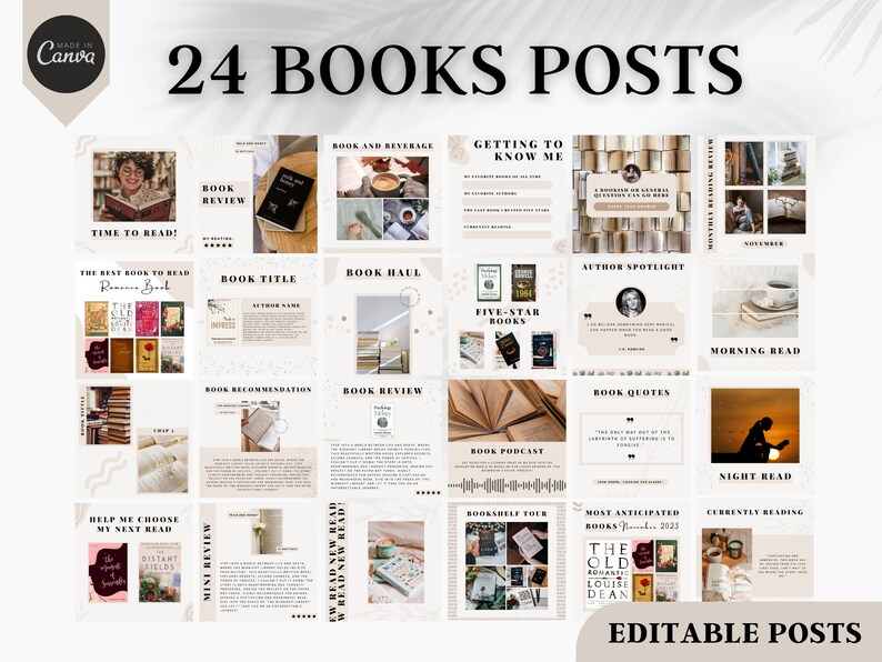 Books Instagram Posts Templates Minimalist Bookstagram - Etsy
