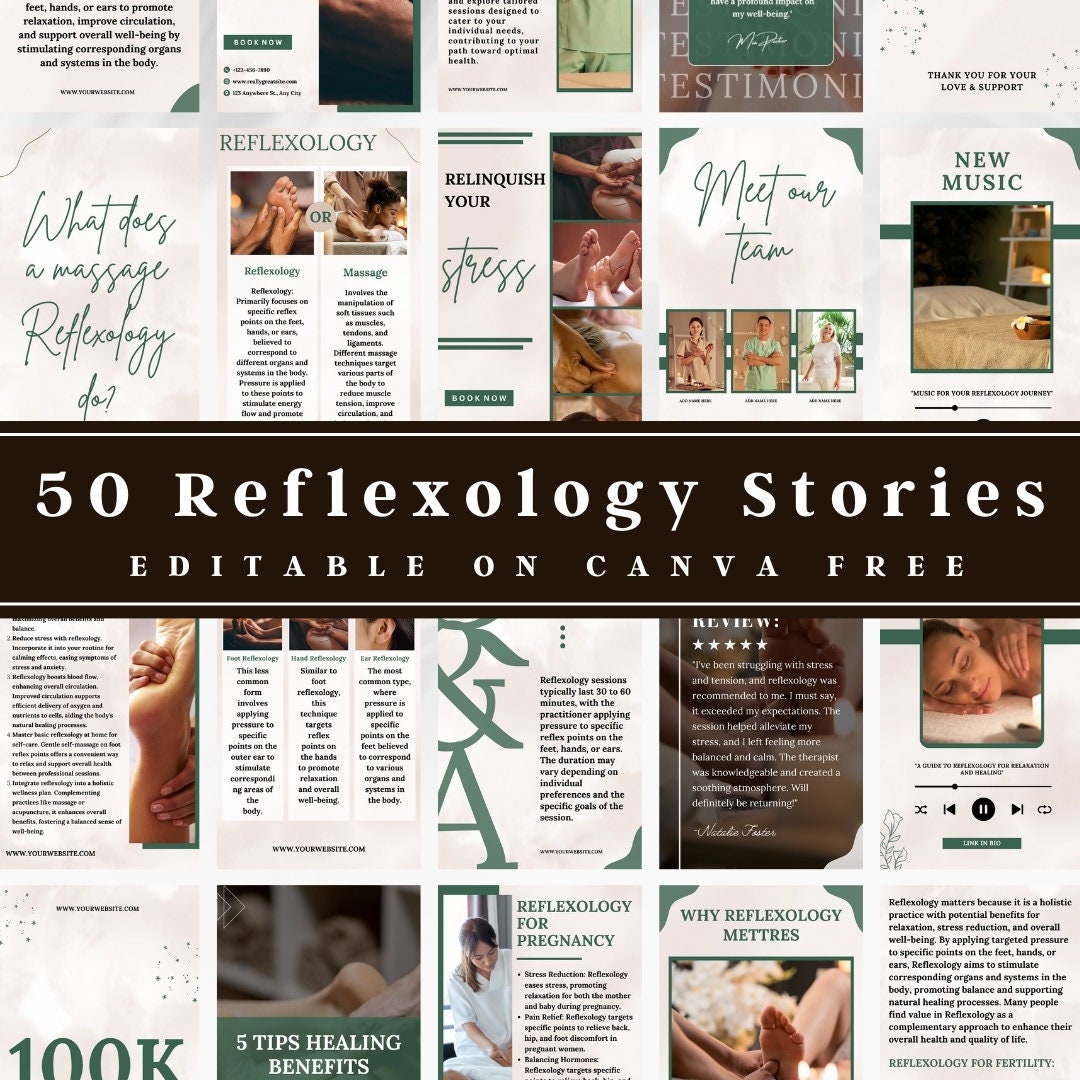 Reflexology Instagram Template, Foot Reflexology, Editable Reflexologist Instagram Posts Stories ...