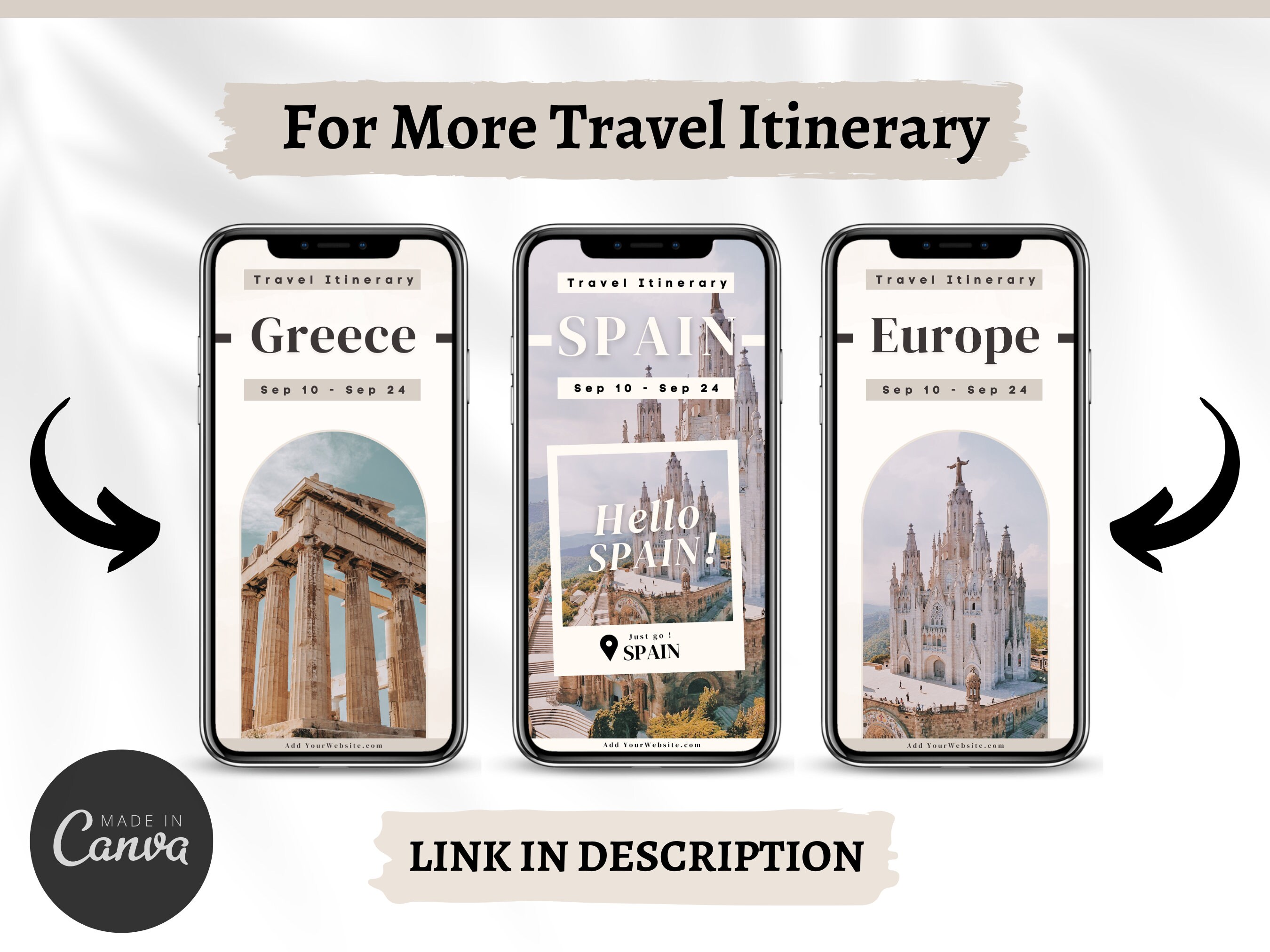 Travel Itinerary Mobile Template. Digital Editable Travel Planner ...