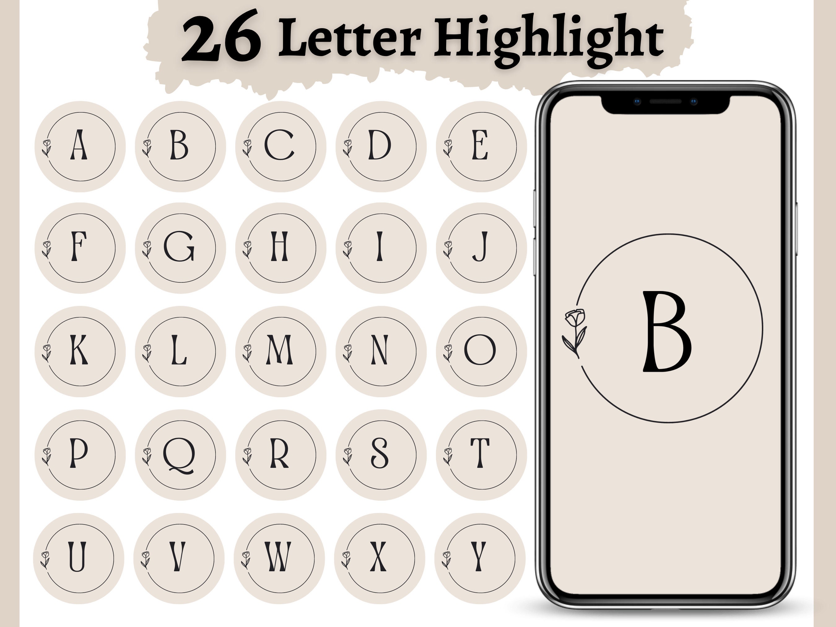 Letter Instagram Highlight Covers Neutral Letters Icons Story Alphabet ...