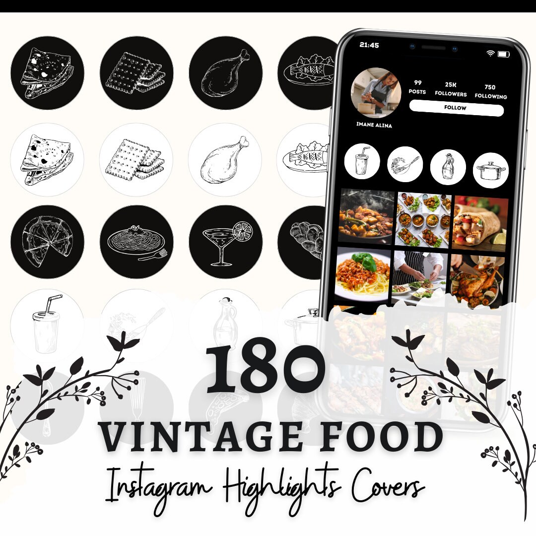180 Vintage Food Instagram Highlight Covers (digital Download) - Etsy