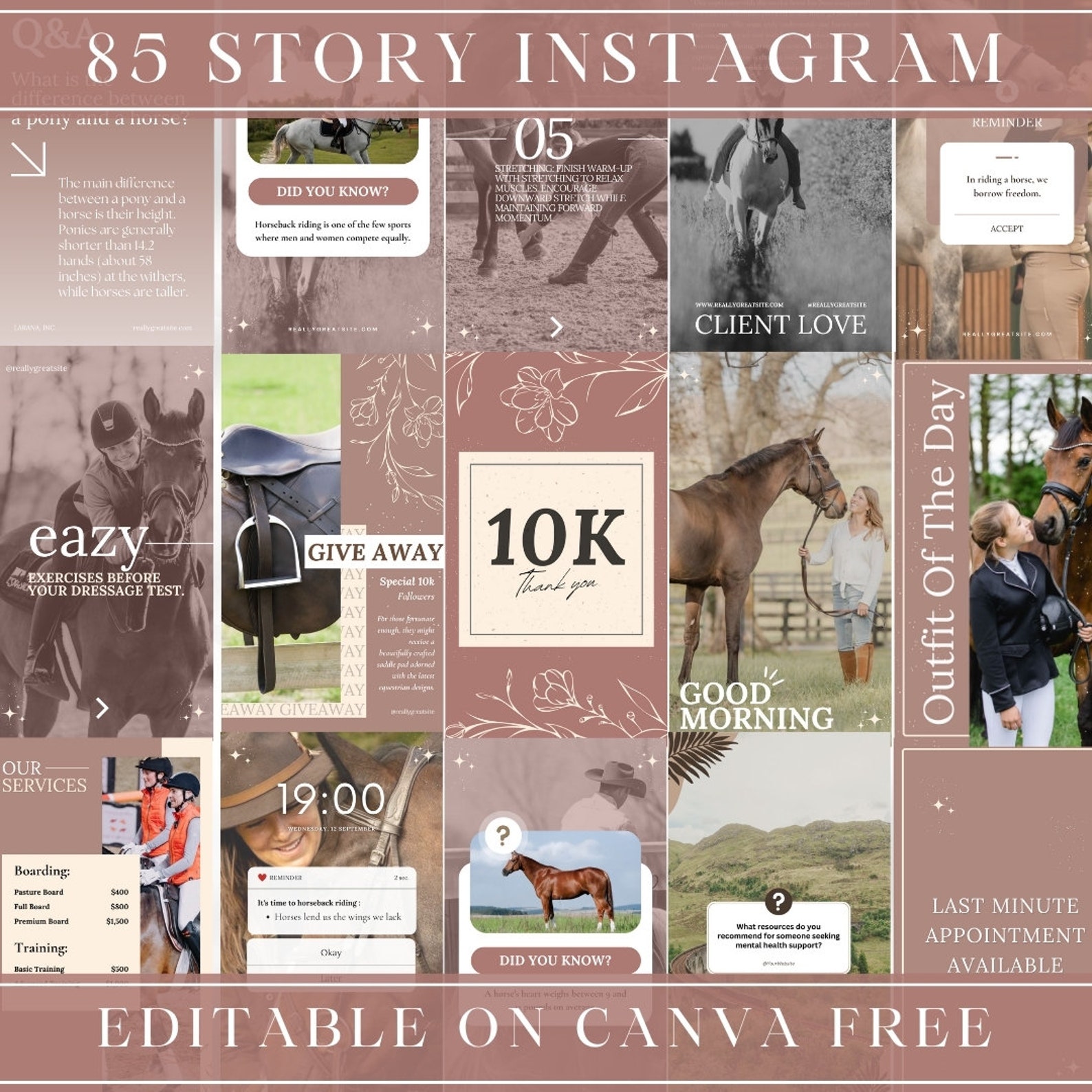 Equestrian Social Media Templates: Horse Posts & Story Highlights ...