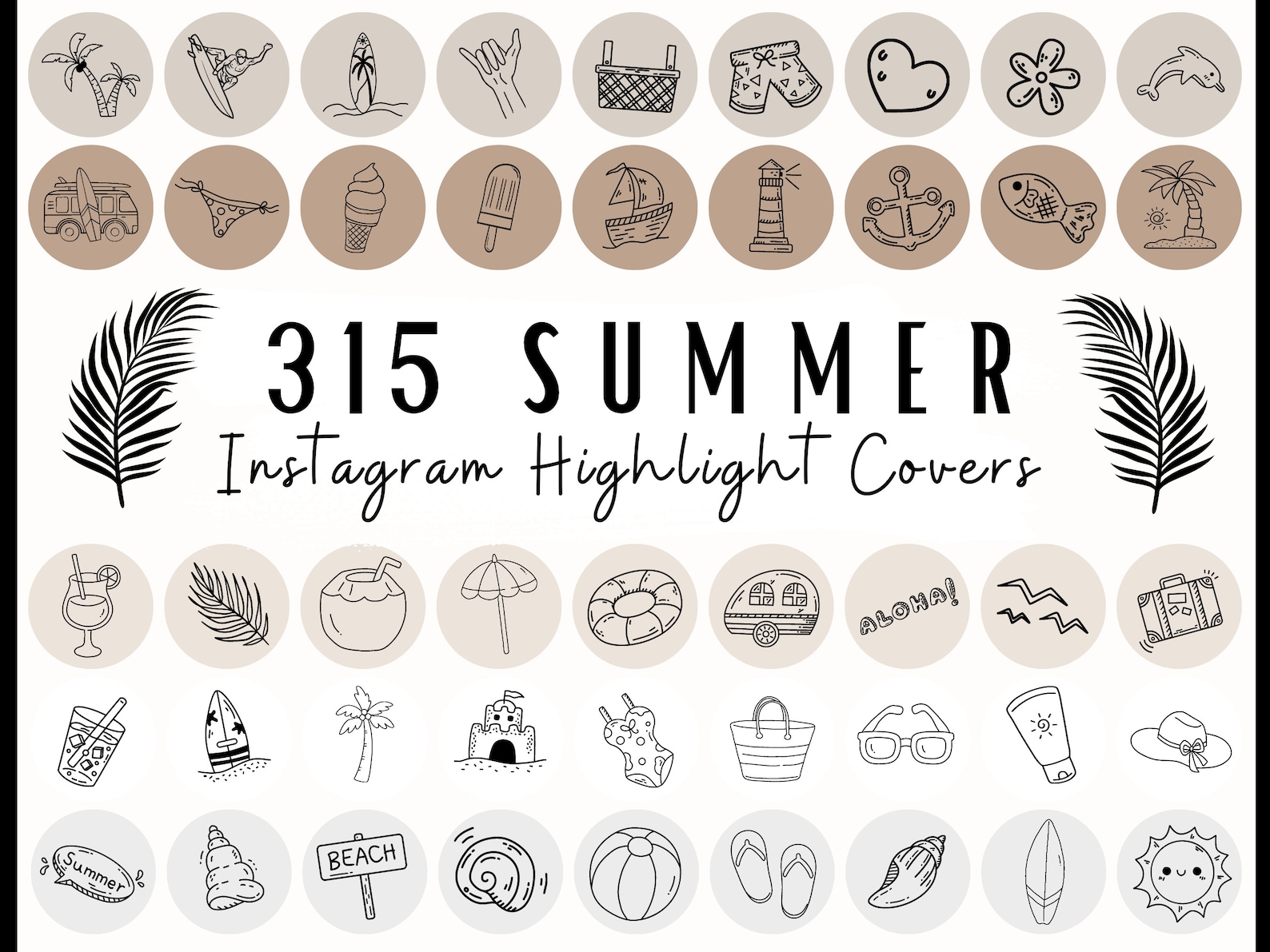 Summer Instagram Highlight Covers: 315 Beachy Story Icons (digital ...
