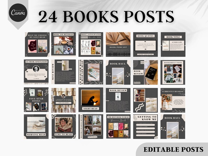 Books Instagram Posts Templates, Minimalist Bookstagram Templates ...