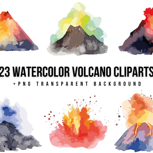 Volcano Watercolor - Etsy