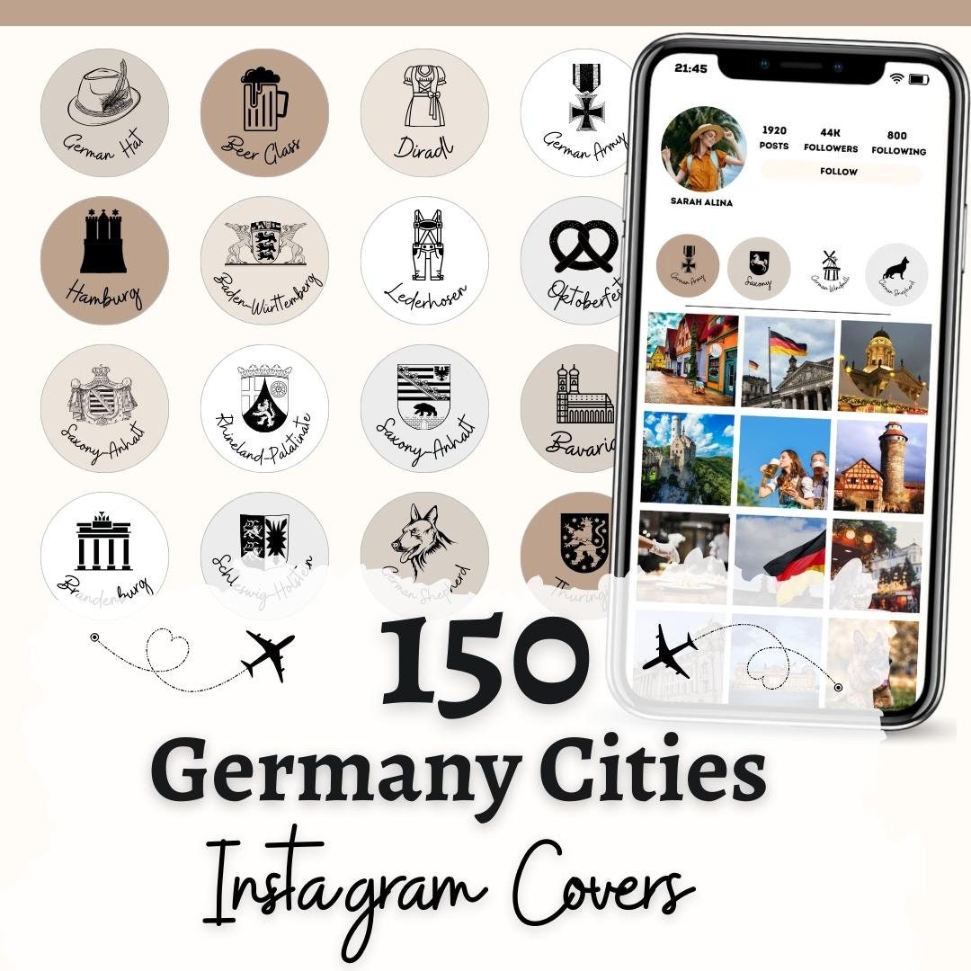 Germany Travel Instagram Highlight Covers | Neutral City Icons (digital ...