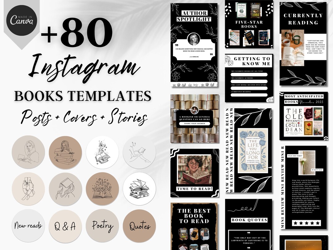 Bookstagram Templates: Minimalist Instagram Posts & Story (digital ...