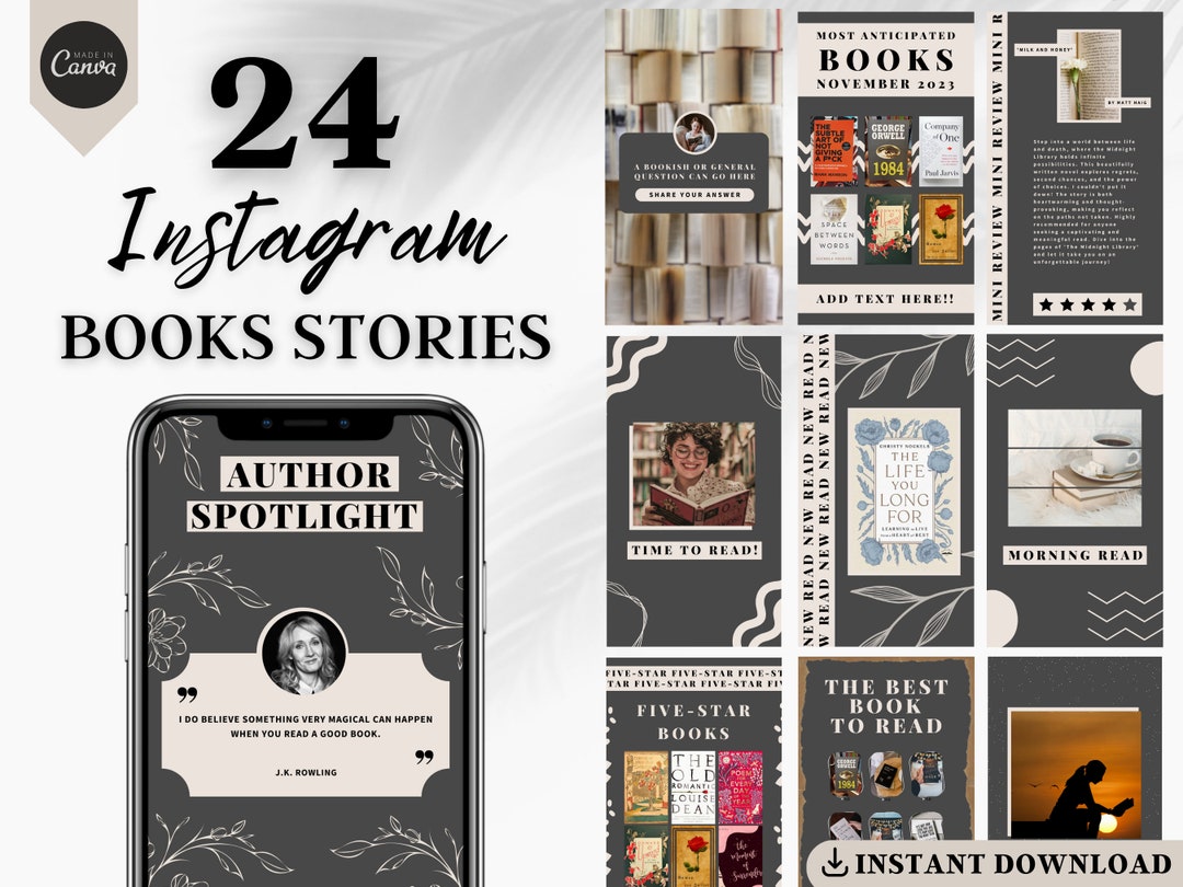 Books Instagram Story Templates, Minimalist Bookstagram Story Templates ...