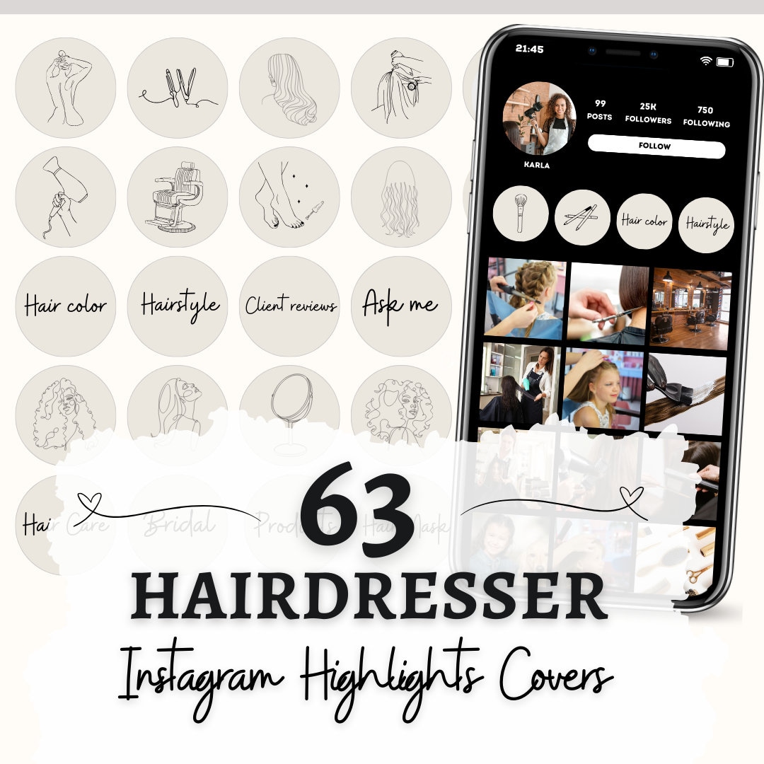 Hairdresser Instagram Highlight Covers, Hair Salon Icons, 63 ...