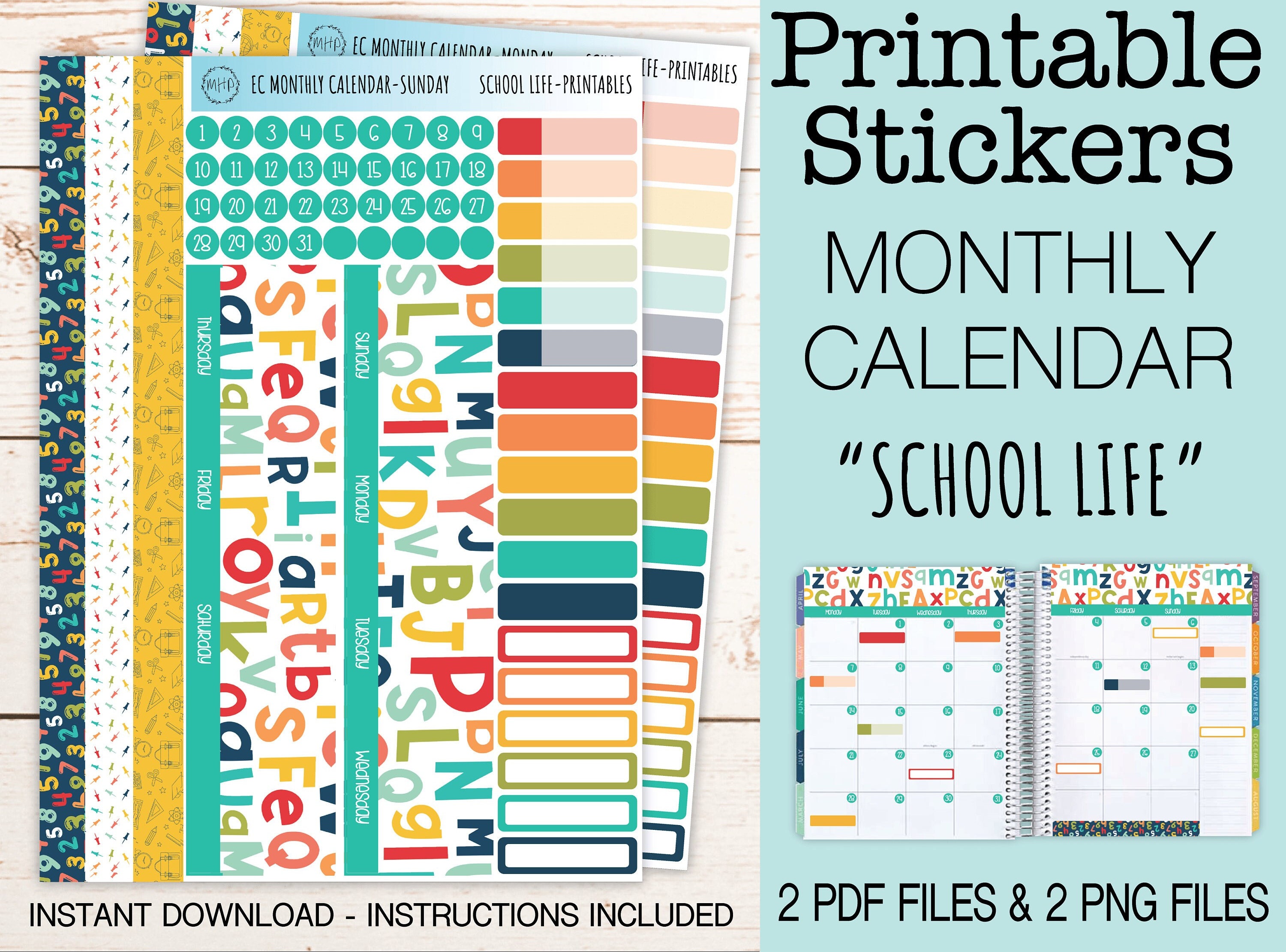 Printable Sticker for Monthly Calendar Layout. Sticker for 7x9 Erin ...