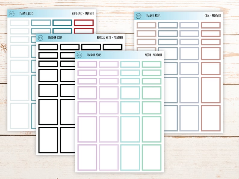 Printable Planner Boxes. Boxes for the Classic HP Weekly Layout. Color ...