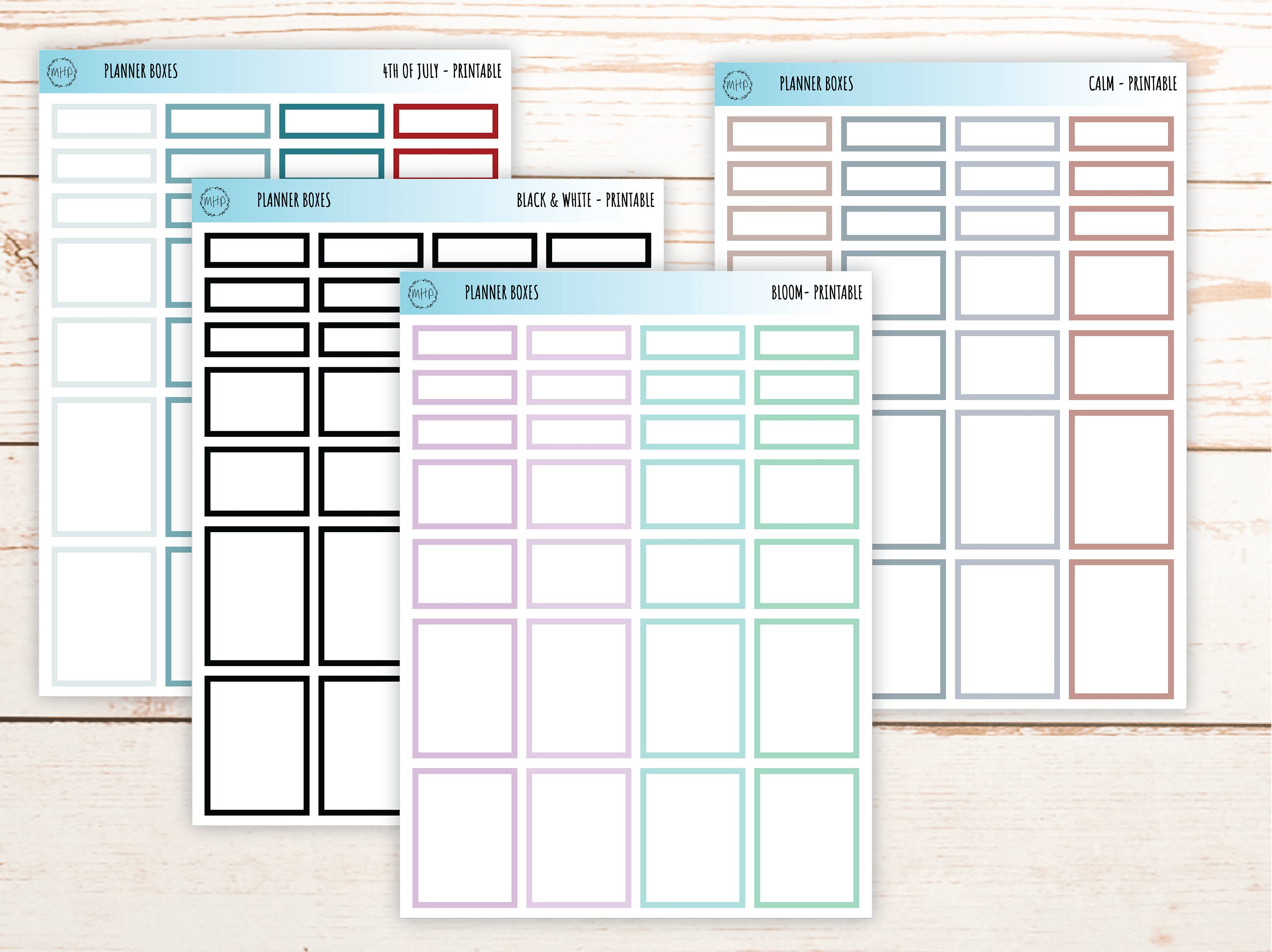 Printable Planner Boxes. Boxes for the Classic HP Weekly Layout. Color Bundle. Printable Planner ...