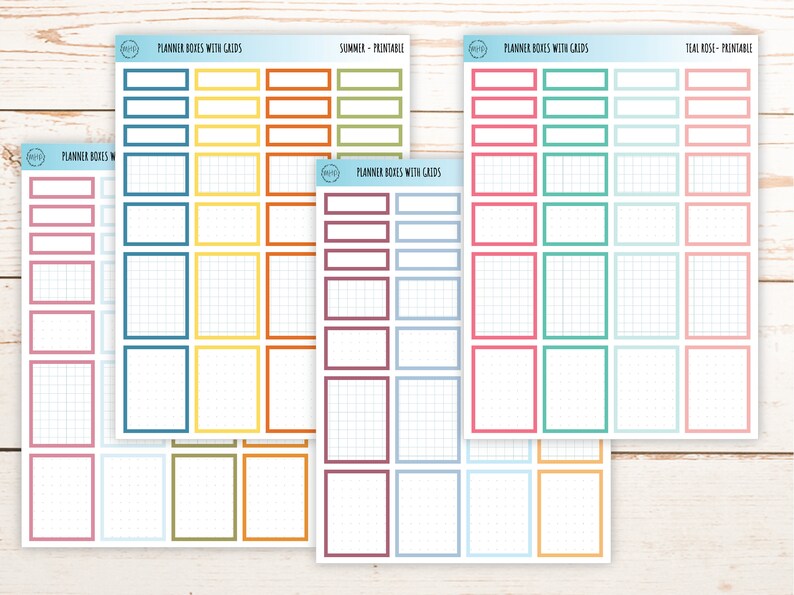 Printable Boxes With Grids. Color Bundle. Stickers for 1.5" Columns ...
