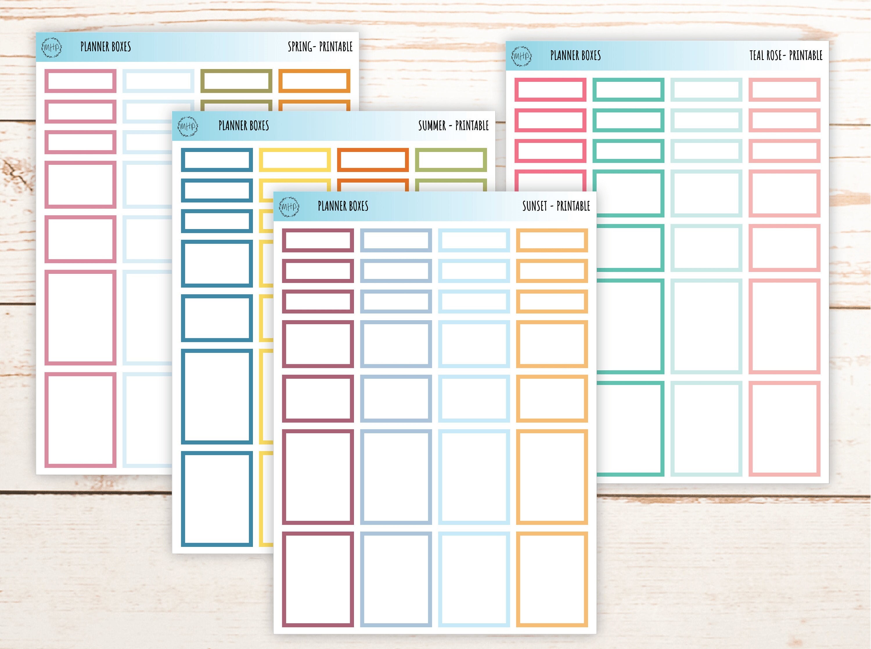Printable Planner Boxes. Boxes for the Classic HP Weekly Layout. Color ...