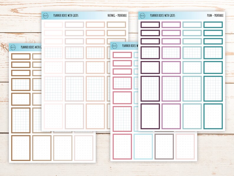 Printable Boxes With Grids. Color Bundle. Stickers for 1.5" Columns ...