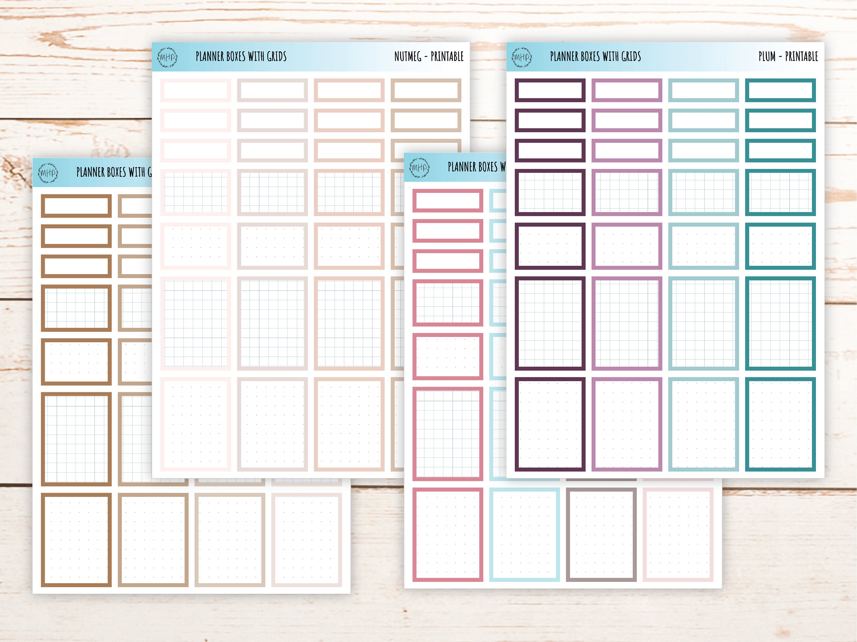 Printable Boxes With Grids. Color Bundle. Stickers for 1.5" Columns ...