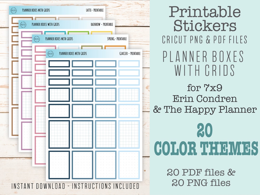 Printable Boxes With Grids. Color Bundle. Stickers for 1.5 Columns ...