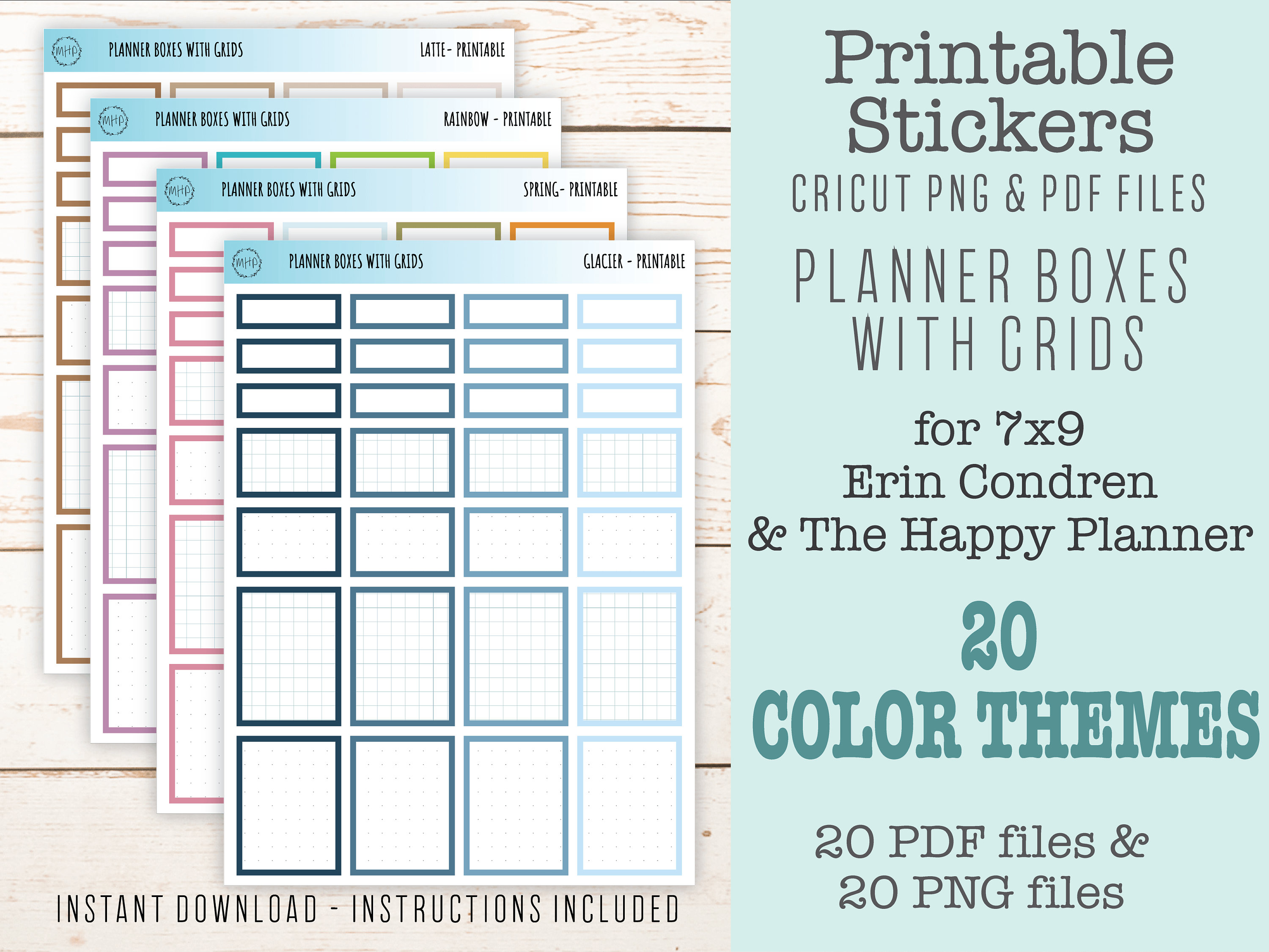 Printable Boxes With Grids. Color Bundle. Stickers for 1.5" Columns ...
