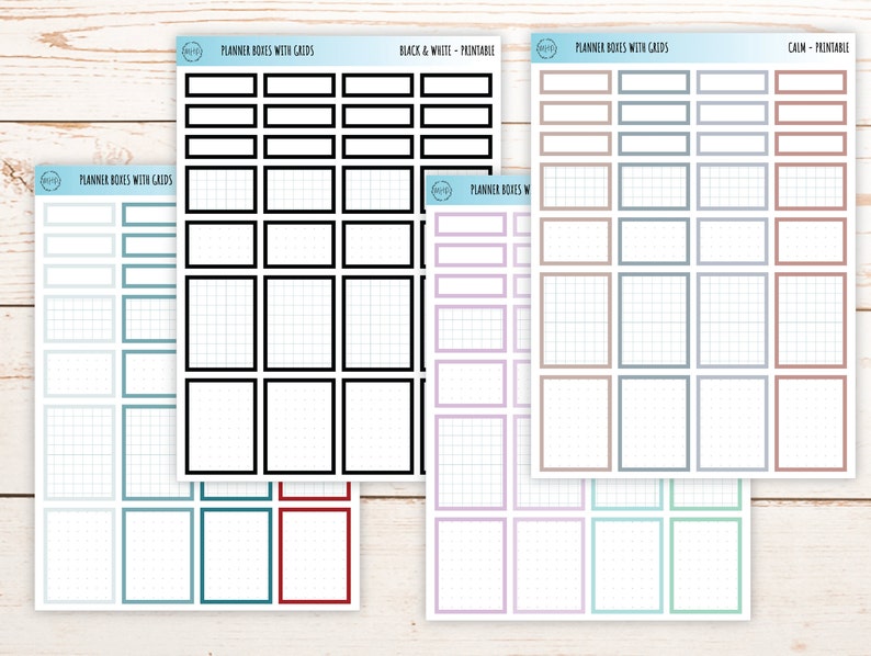 Printable Boxes With Grids. Color Bundle. Stickers for 1.5" Columns ...