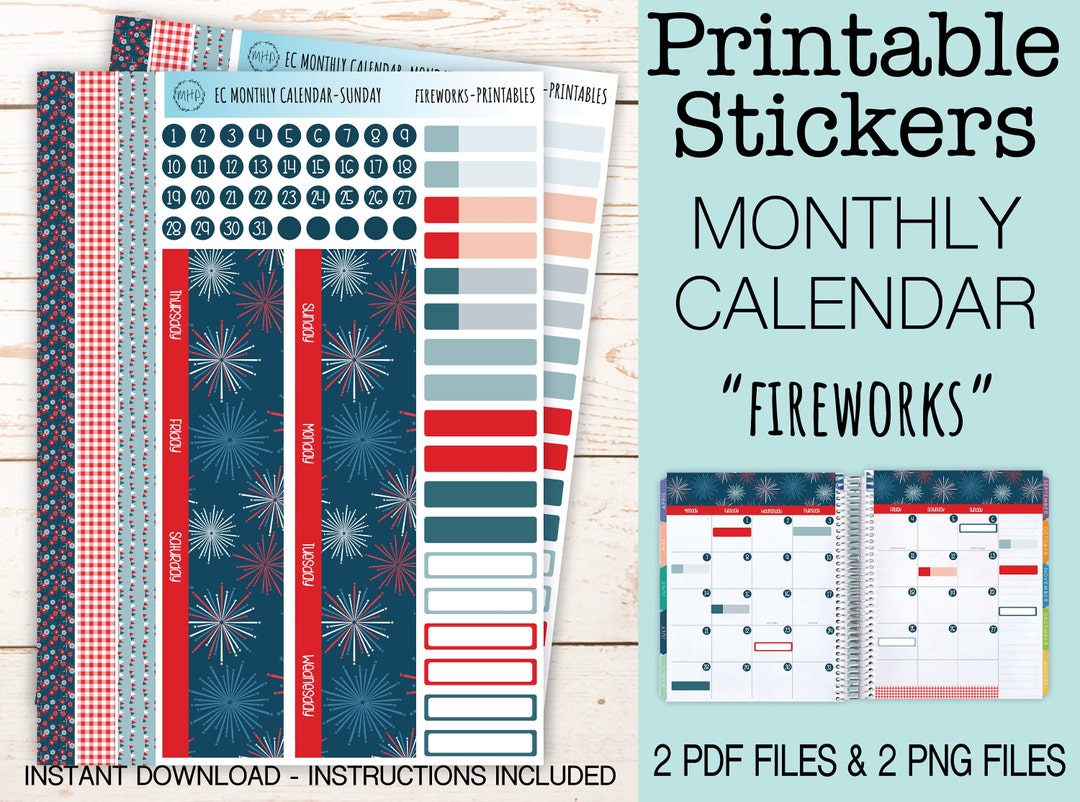 Printable Sticker for Monthly Calendar Layout. Sticker for 7x9 Erin ...