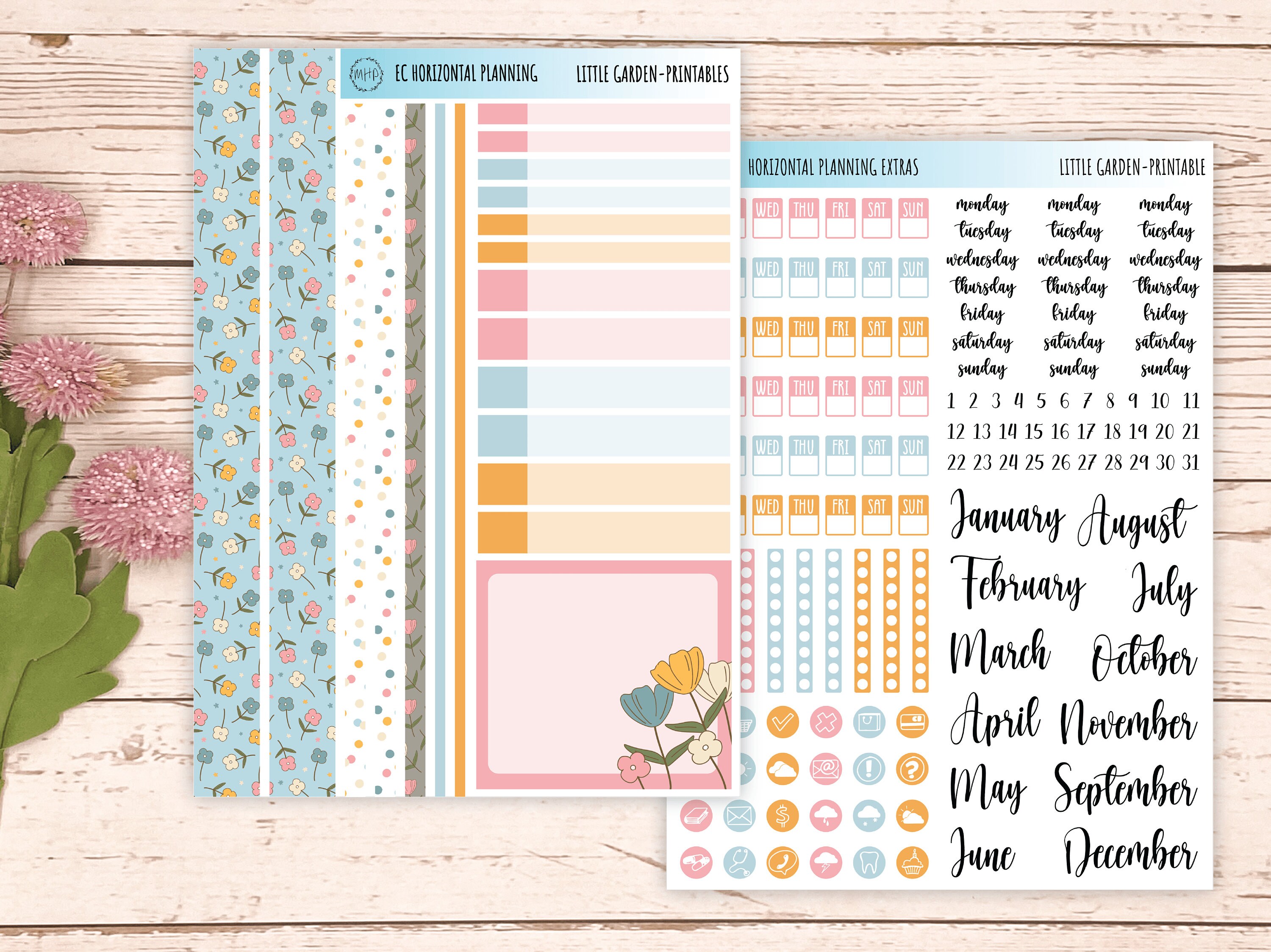 Printable Stickers for Horizontal Planning & Daily Duo. Sticker for 7x9 ...