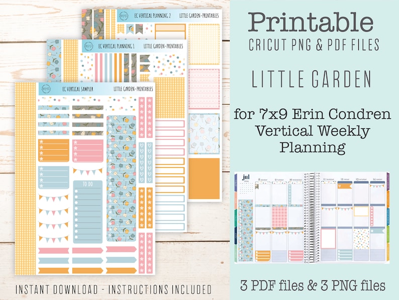 Printable Stickers for Vertical Weekly Planning. Sticker for 7x9 Erin ...