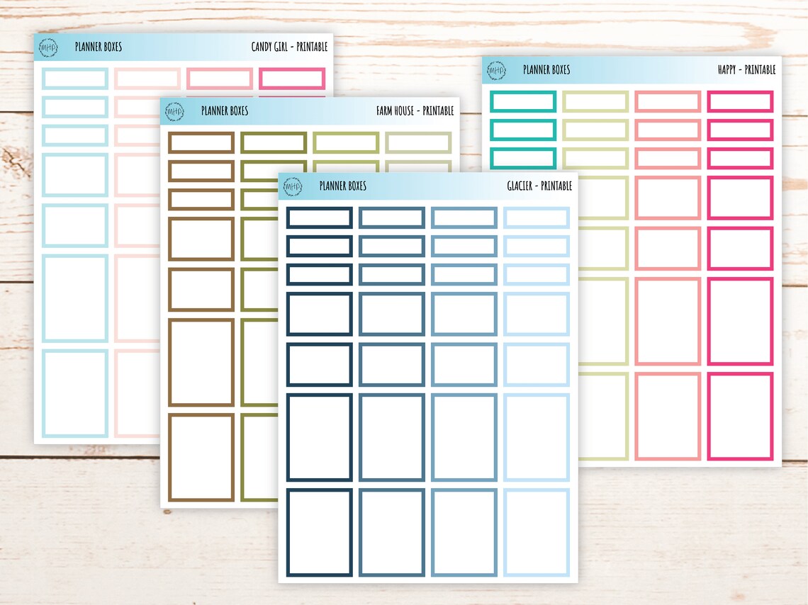 Printable Planner Boxes. Boxes for the Classic HP Weekly Layout. Color ...