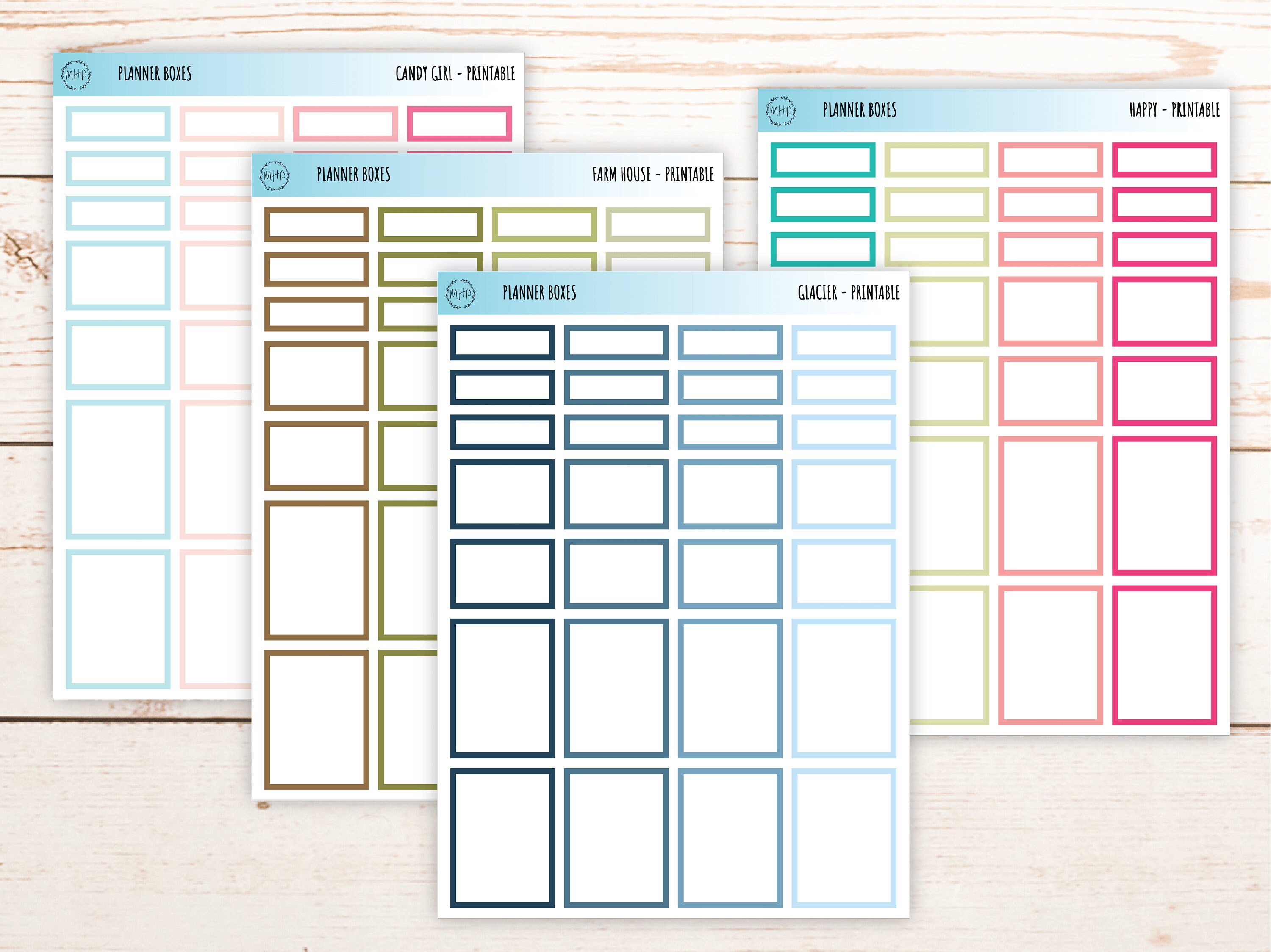 Printable Planner Boxes. Boxes for the Classic HP Weekly Layout. Color ...