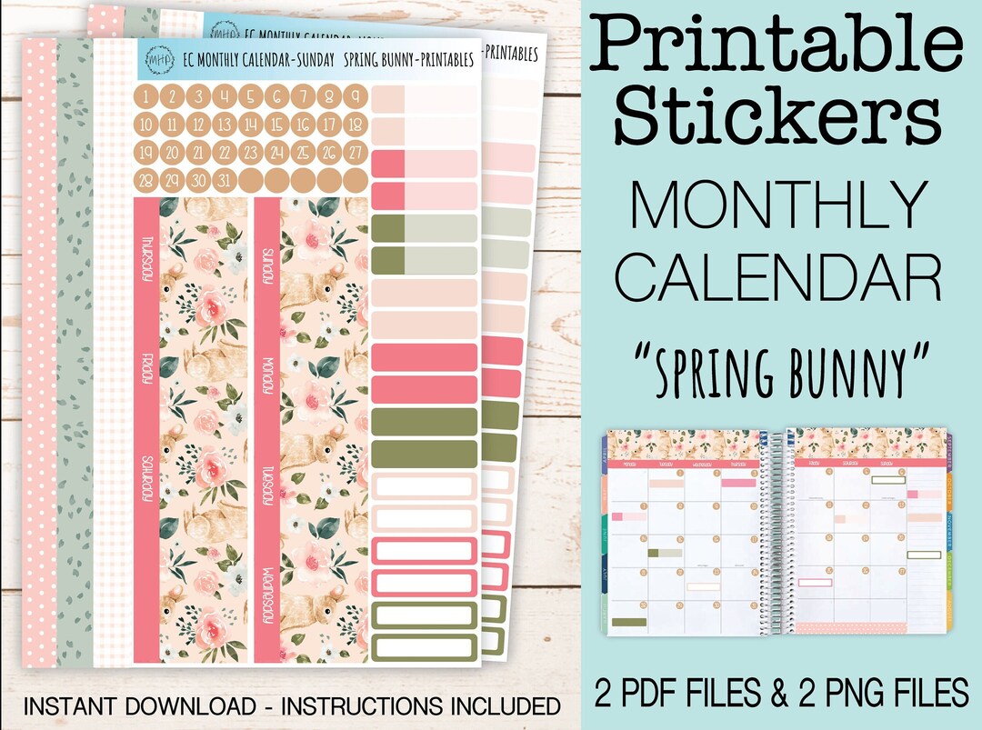 Printable Sticker for Monthly Calendar Layout. Sticker for 7x9 Erin ...