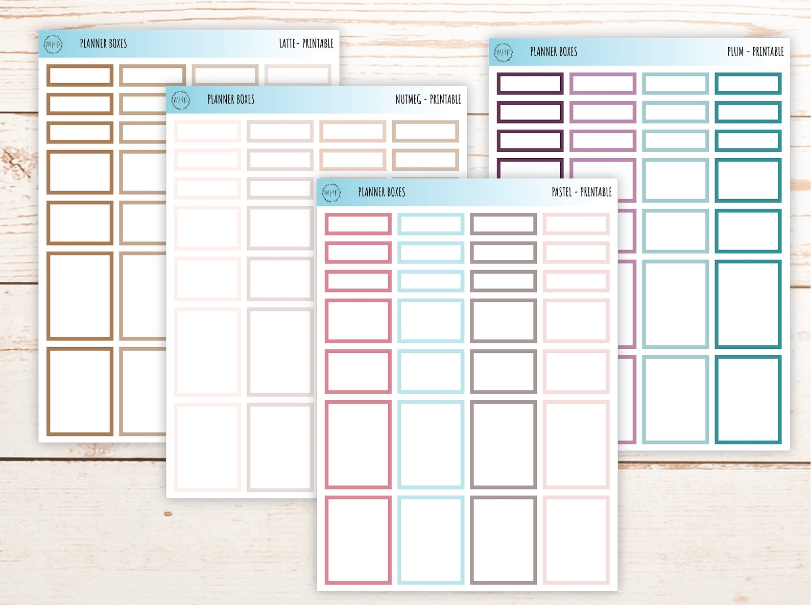 Printable Planner Boxes. Boxes for the Classic HP Weekly Layout. Color ...