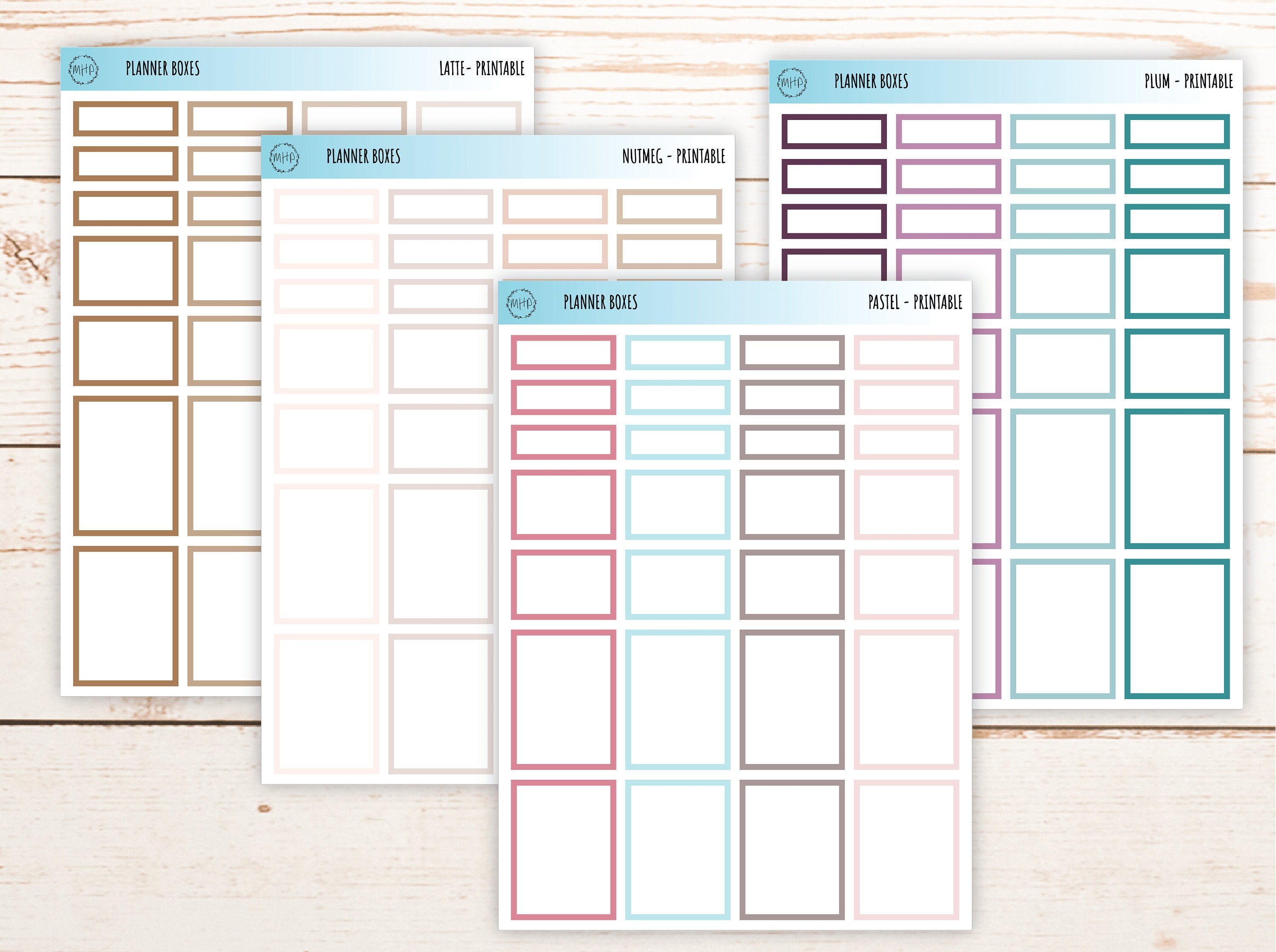 Printable Planner Boxes. Boxes for the Classic HP Weekly Layout. Color ...