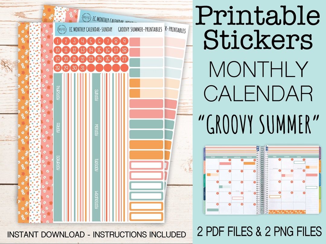 Printable Sticker for Monthly Calendar Layout. Sticker for 7x9 Erin ...