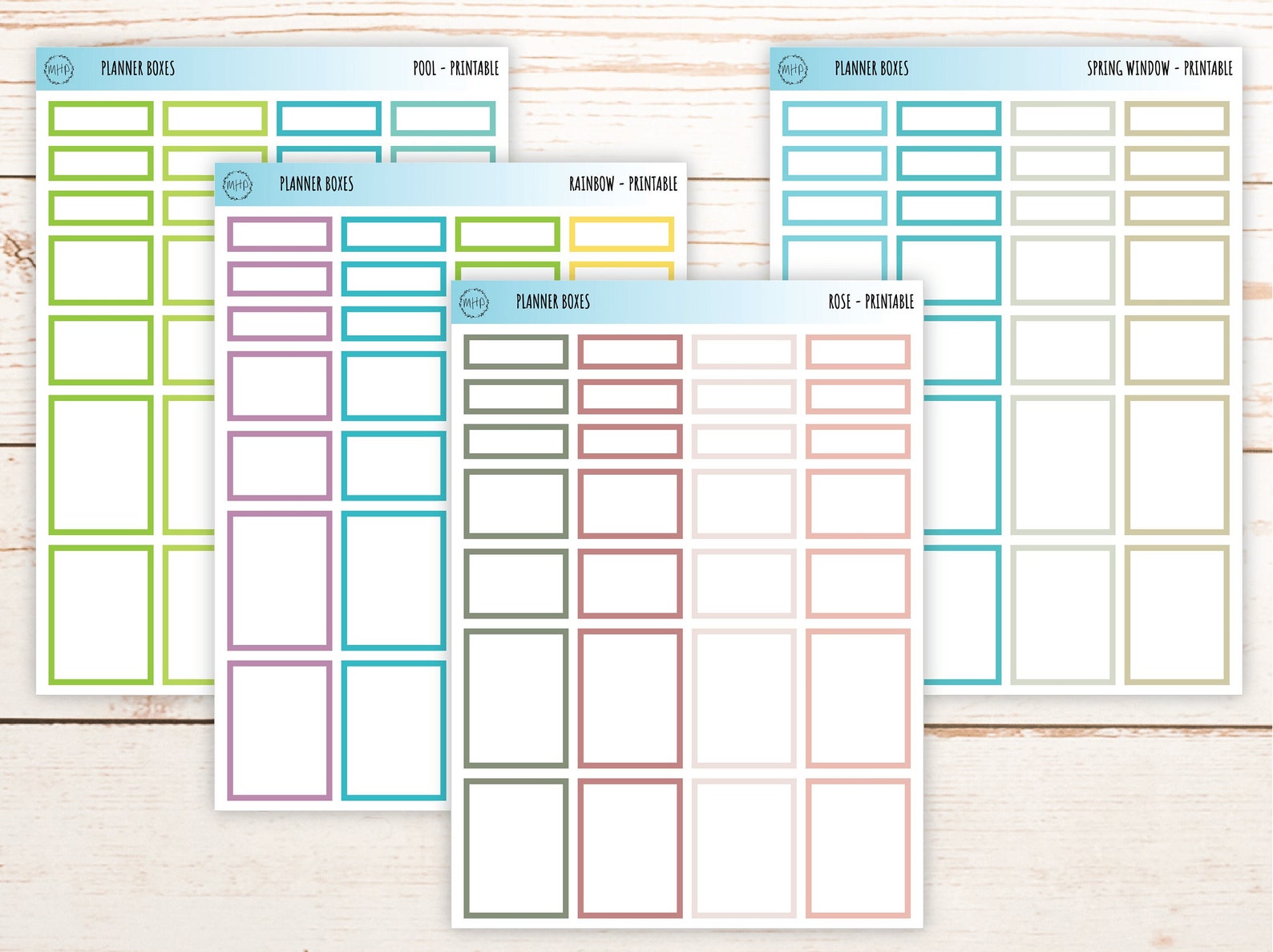 Printable Planner Boxes. Boxes for the Classic HP Weekly Layout. Color ...