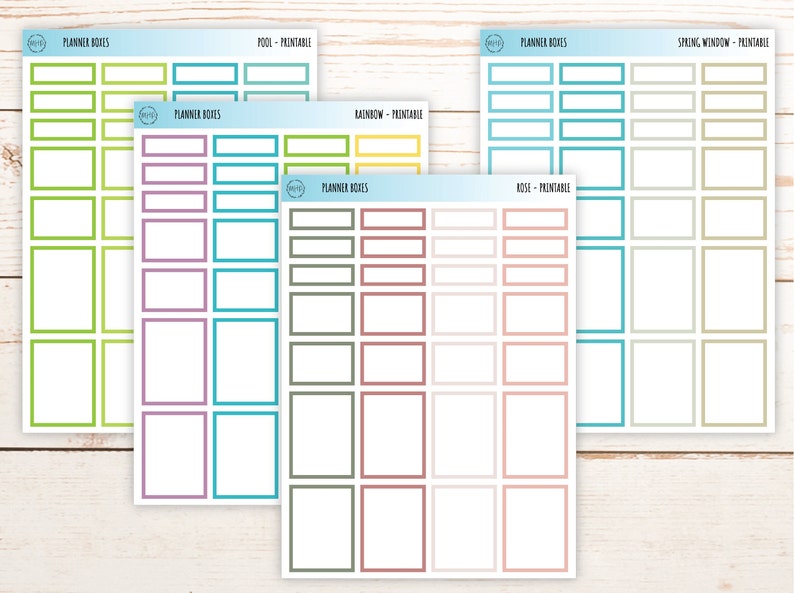 Printable Planner Boxes. Boxes for the Classic HP Weekly Layout. Color ...