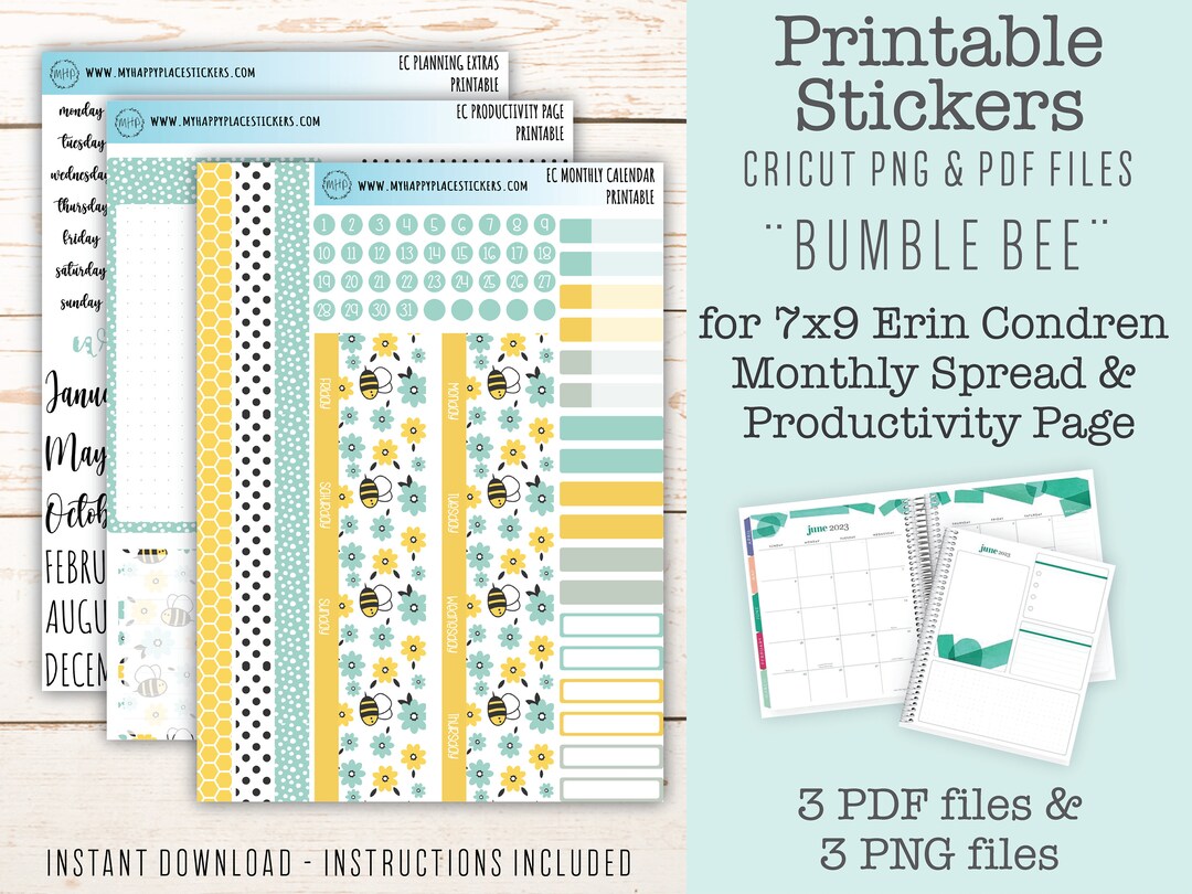 Printable Sticker for Monthly Spread. Stickers for 7x9 Erin Condren ...