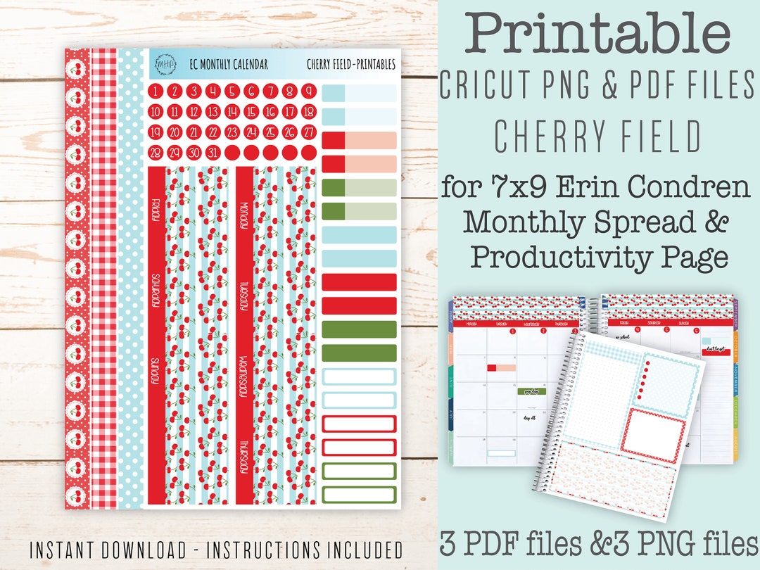 Printable Sticker for Monthly Planning. Sticker for 7x9 Erin Condren ...