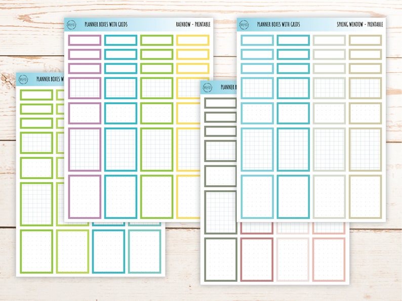 Printable Boxes With Grids. Color Bundle. Stickers for 1.5" Columns ...