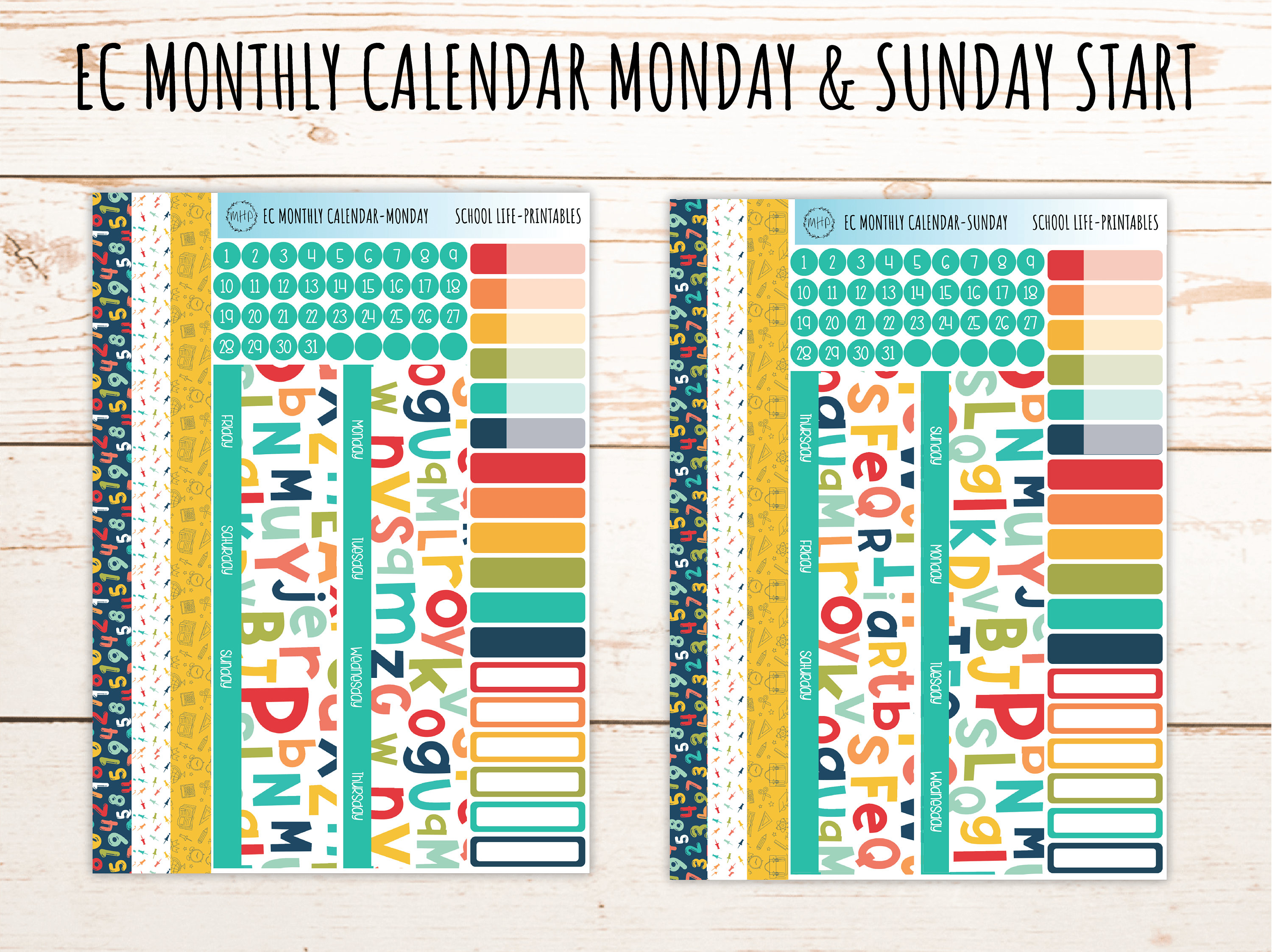 Printable Sticker for Monthly Calendar Layout. Sticker for 7x9 Erin ...