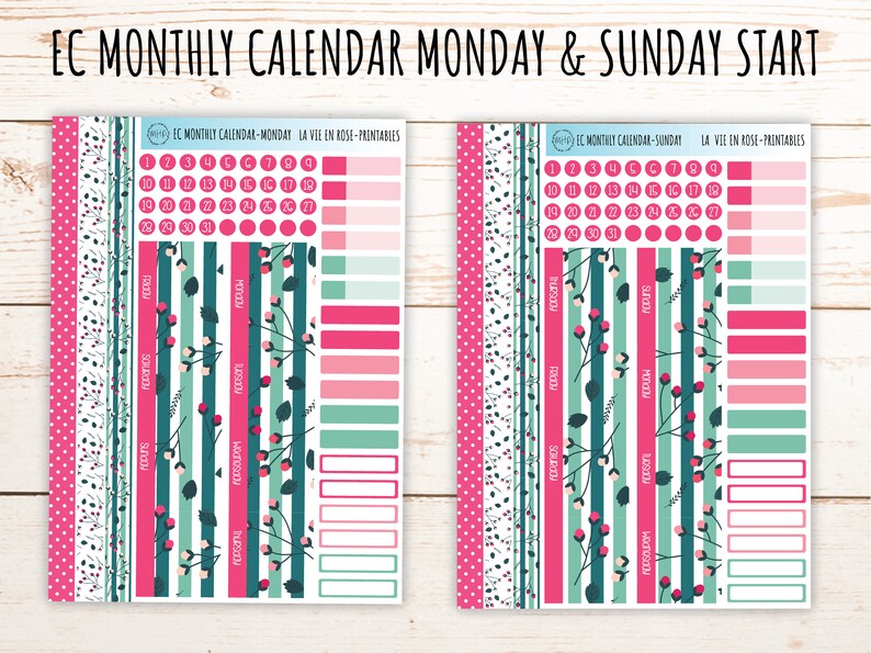 Printable Sticker for Monthly Calendar Layout. Sticker for 7x9 Erin ...