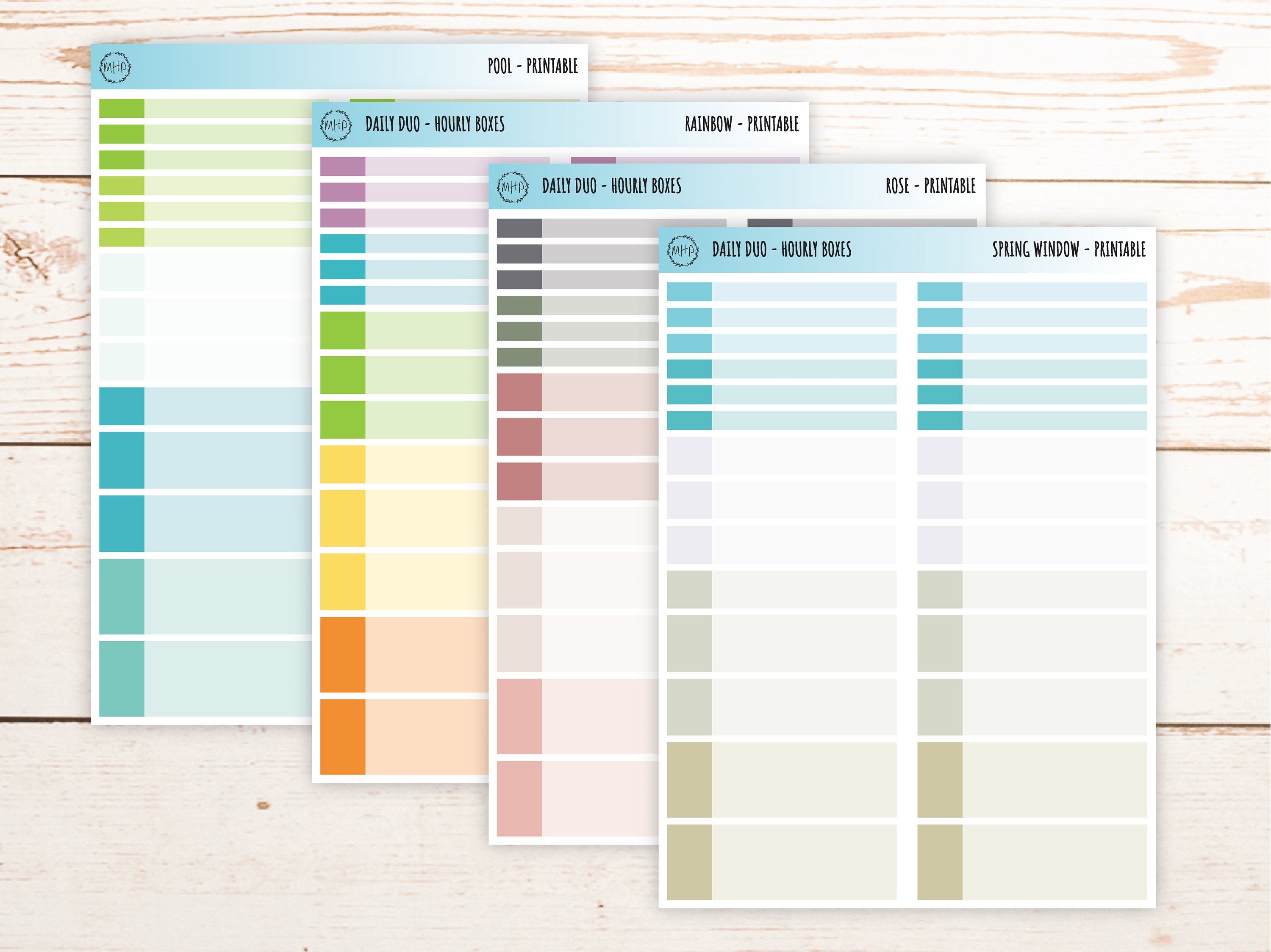 Hourly Boxes for Daily Duo. Printable Stickers for EC Planners. Color ...