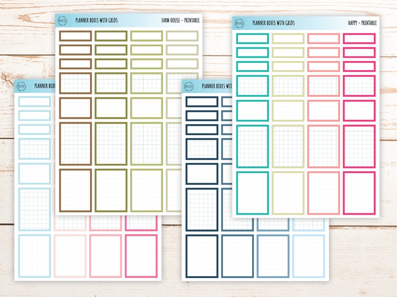 Printable Boxes With Grids. Color Bundle. Stickers for 1.5" Columns ...