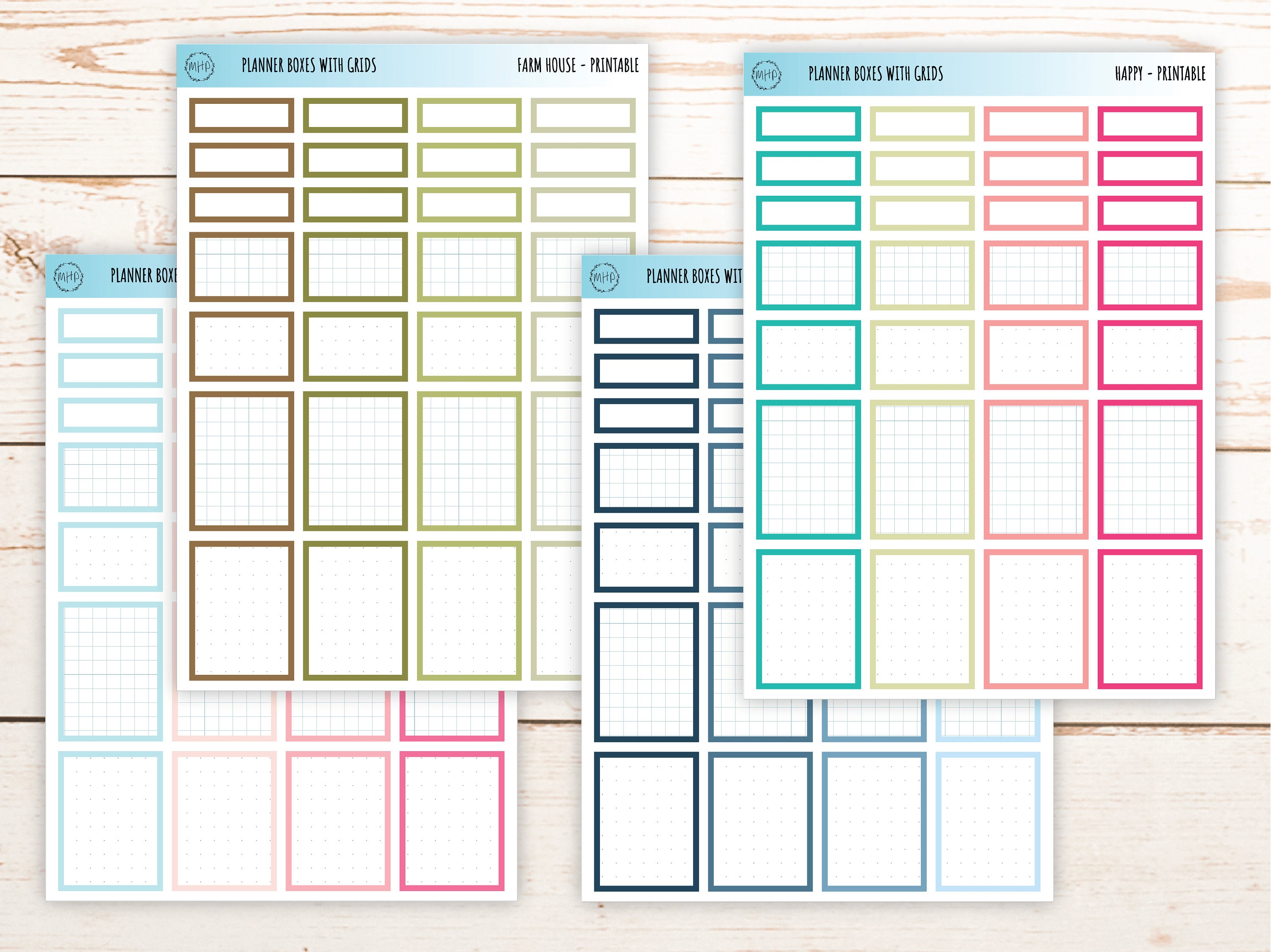 Printable Boxes With Grids. Color Bundle. Stickers for 1.5 Columns ...