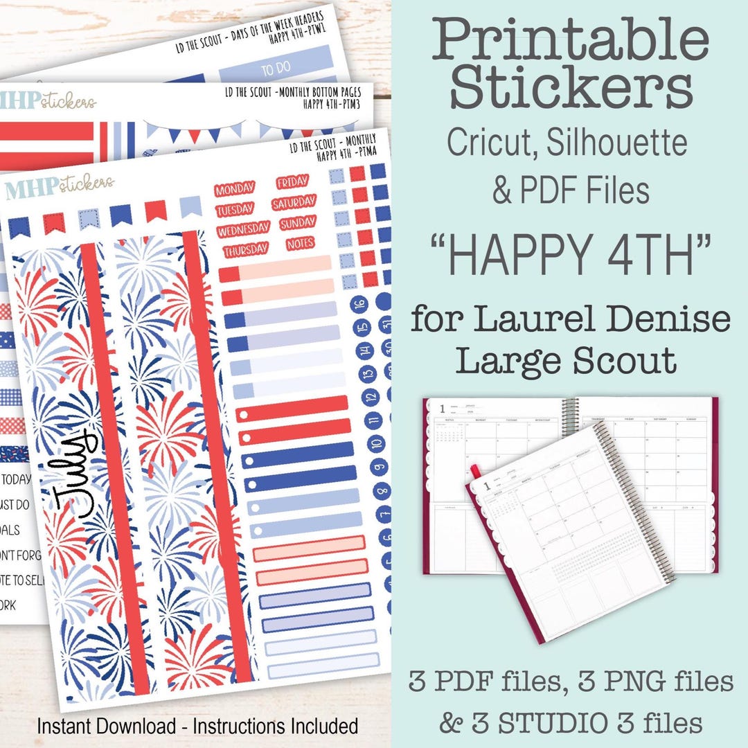 Printable Sticker for Laurel Denise SCOUT Planners. July Stickers ...