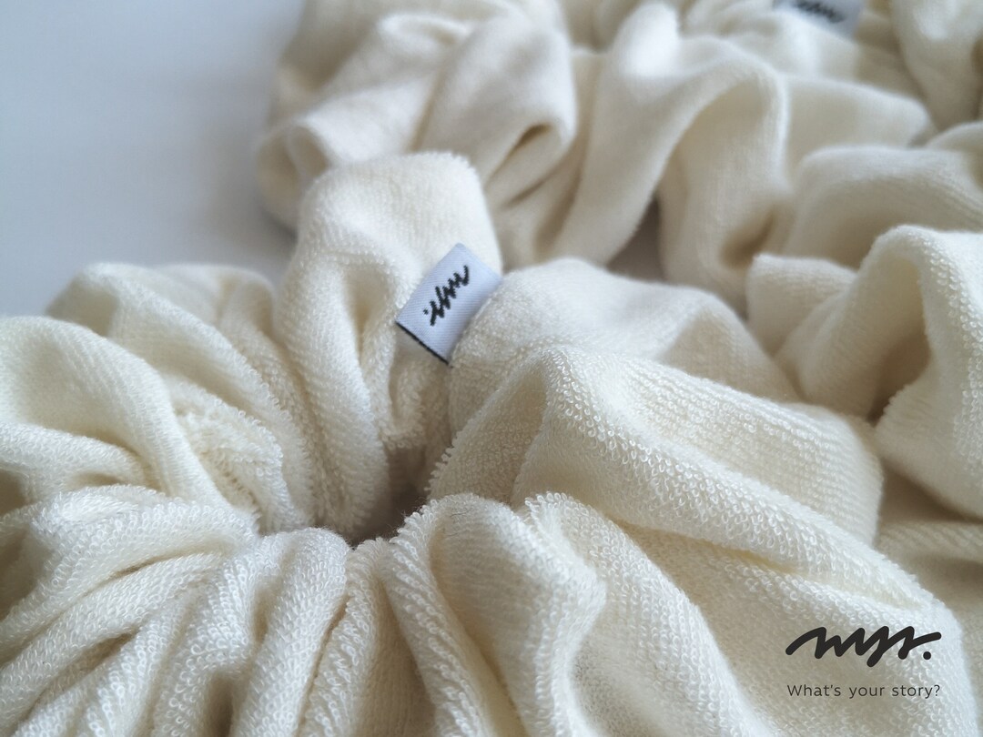 Bamboo Terry Towel Scrunchies in Cream Color, French Terry Scrunchies ...
