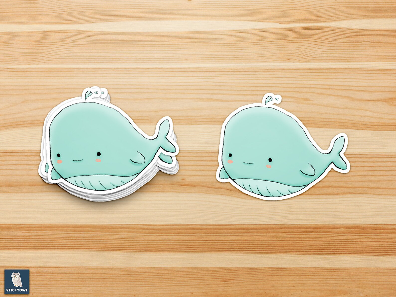 Cute Whale Sticker Blue Ocean Animal Decal Waterproof Vinyl | Etsy