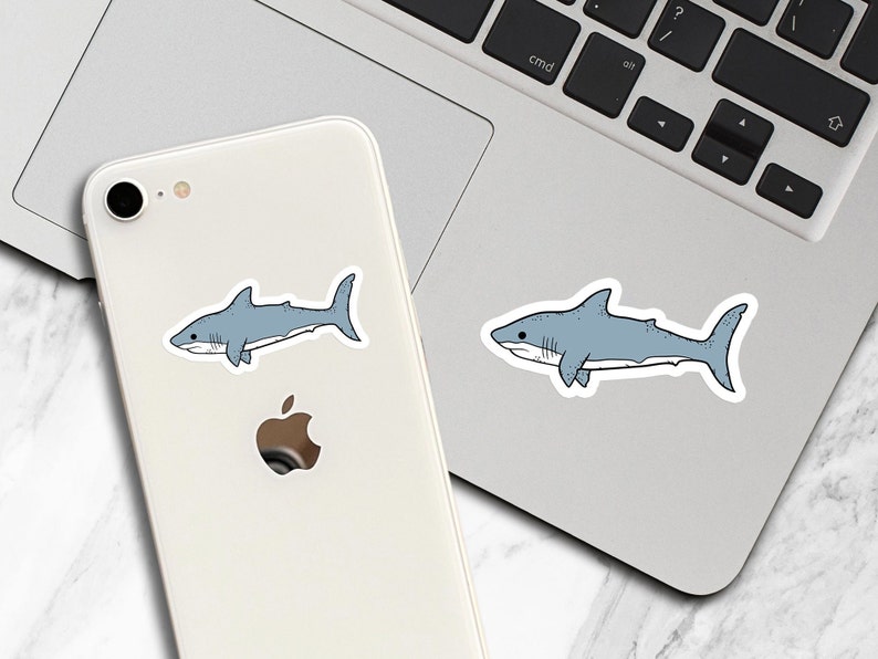 Doodle Shark Vinyl Sticker Funny Cartoon Ocean Fish Animal - Etsy