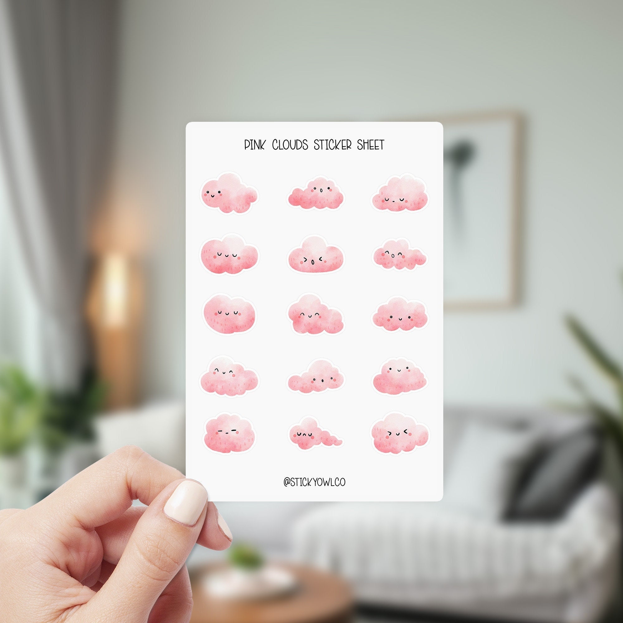 Kawaii Pink Clouds Sticker Sheet Cute Deco Stickers for - Etsy