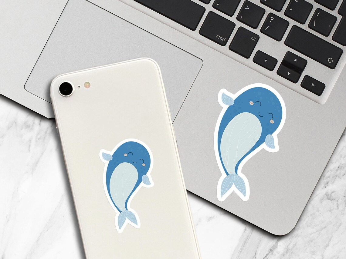 Cute Blue Whale Sticker Kawaii Ocean Animal Decal Fish Vinyl - Etsy