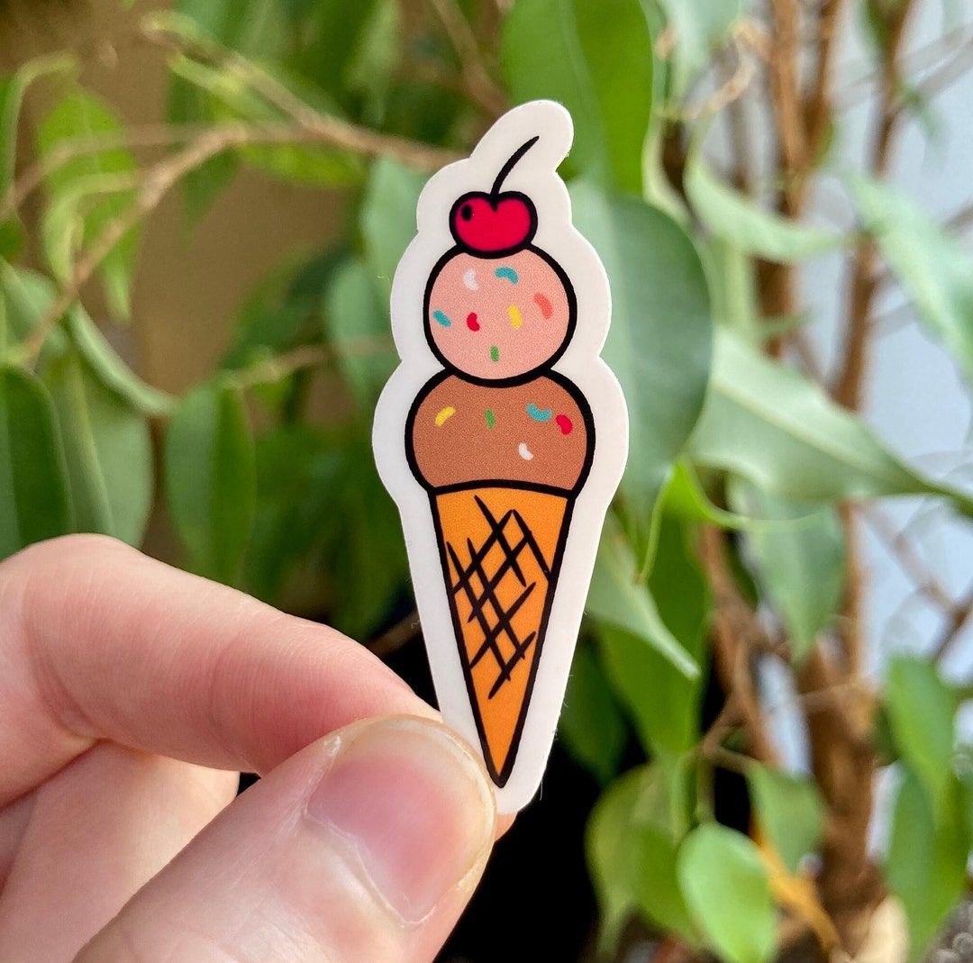 Small Ice Cream Sticker 2″, Cute Mini Ice Cream Vinyl Sticker, Small ...
